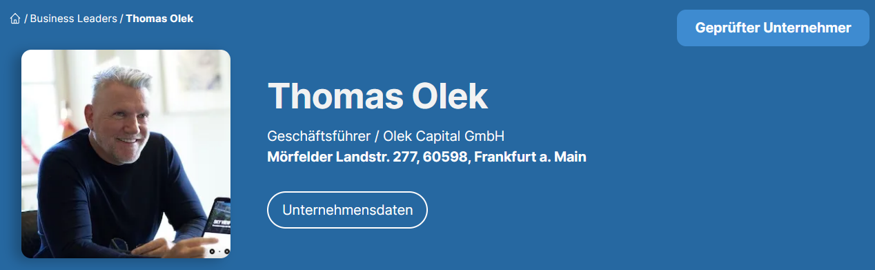 Olek Capital GmbH - Thomas Olek - neuer Vorstand der publity AG